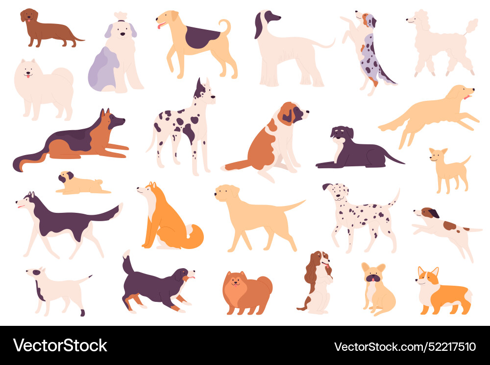 Simple Dogs Different Dog Breeds Including Vector Image