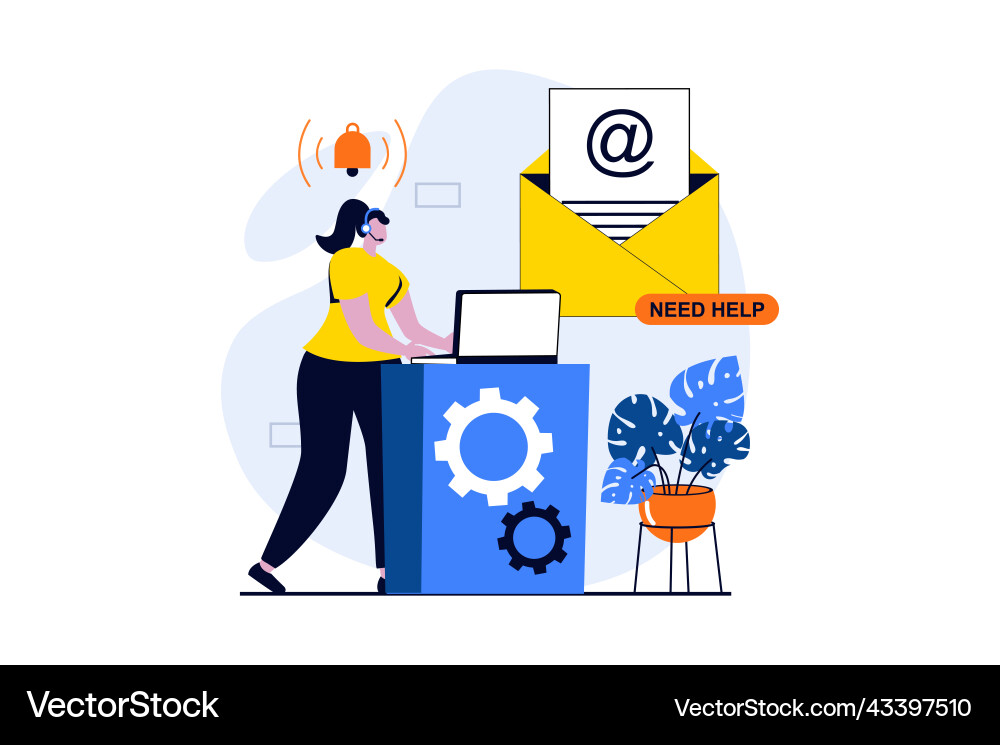 Technical support concept with people scene Vector Image