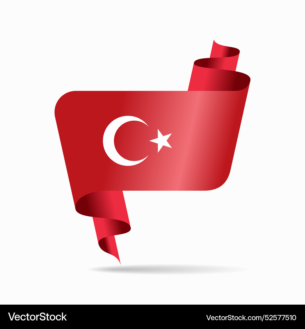 Turkish flag wavy ribbon background Royalty Free Vector
