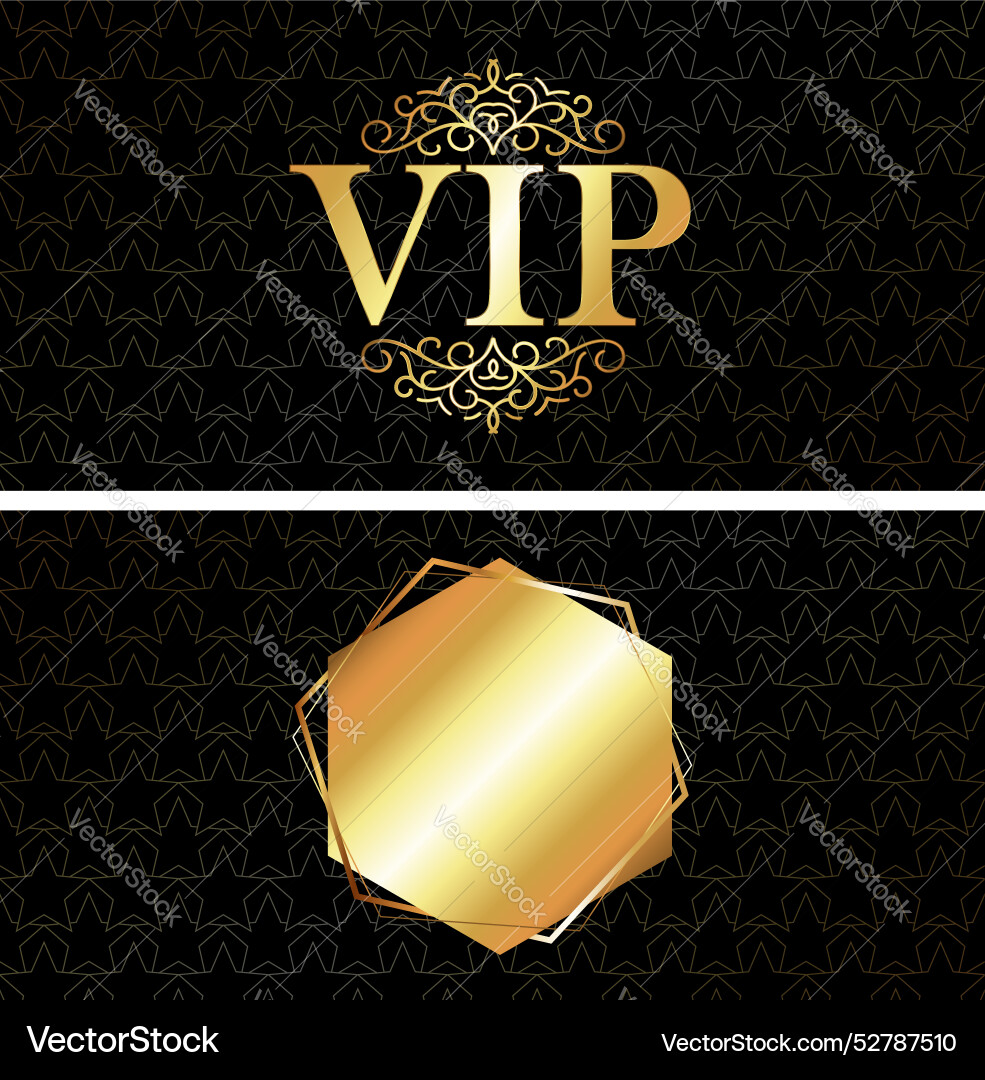 Vip card black gold color with pattern ornament Vector Image