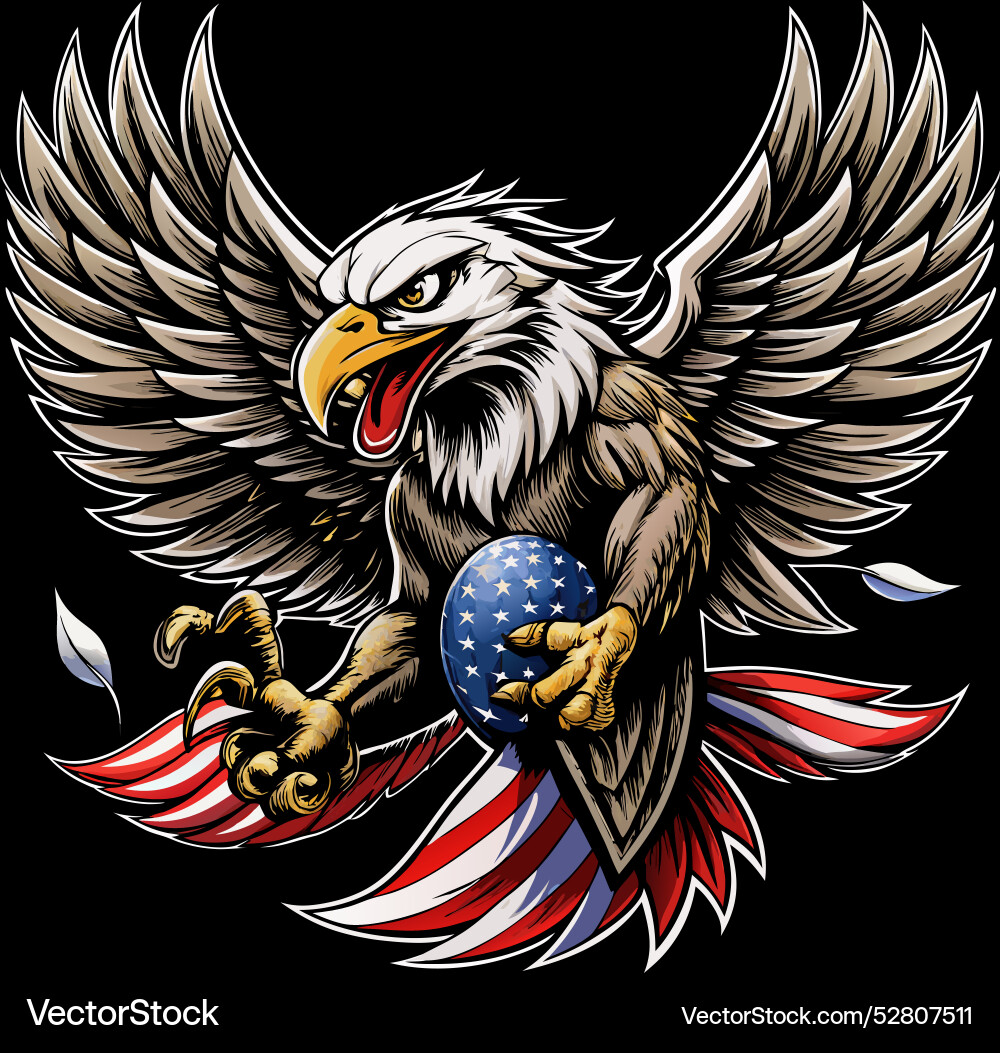 Bald eagle spread the wing with an american flag Vector Image