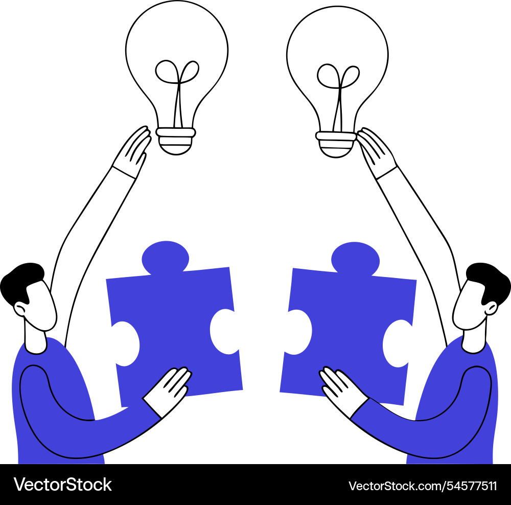 Cartoon-style team collaboration graphic Vector Image