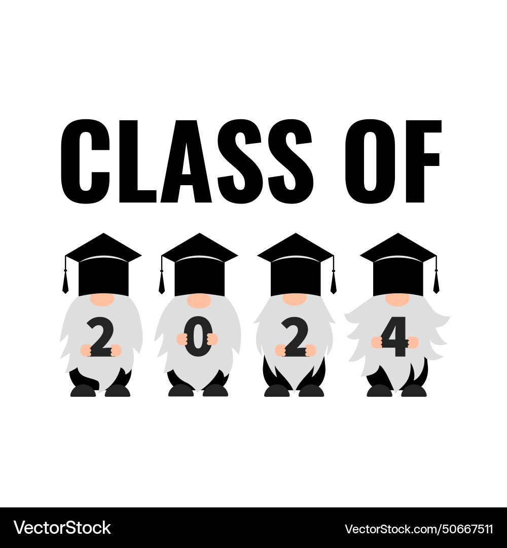 Graduation gnomes class of 2024 template Vector Image