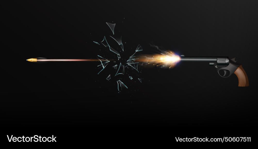 Realistic pistol flash Royalty Free Vector Image