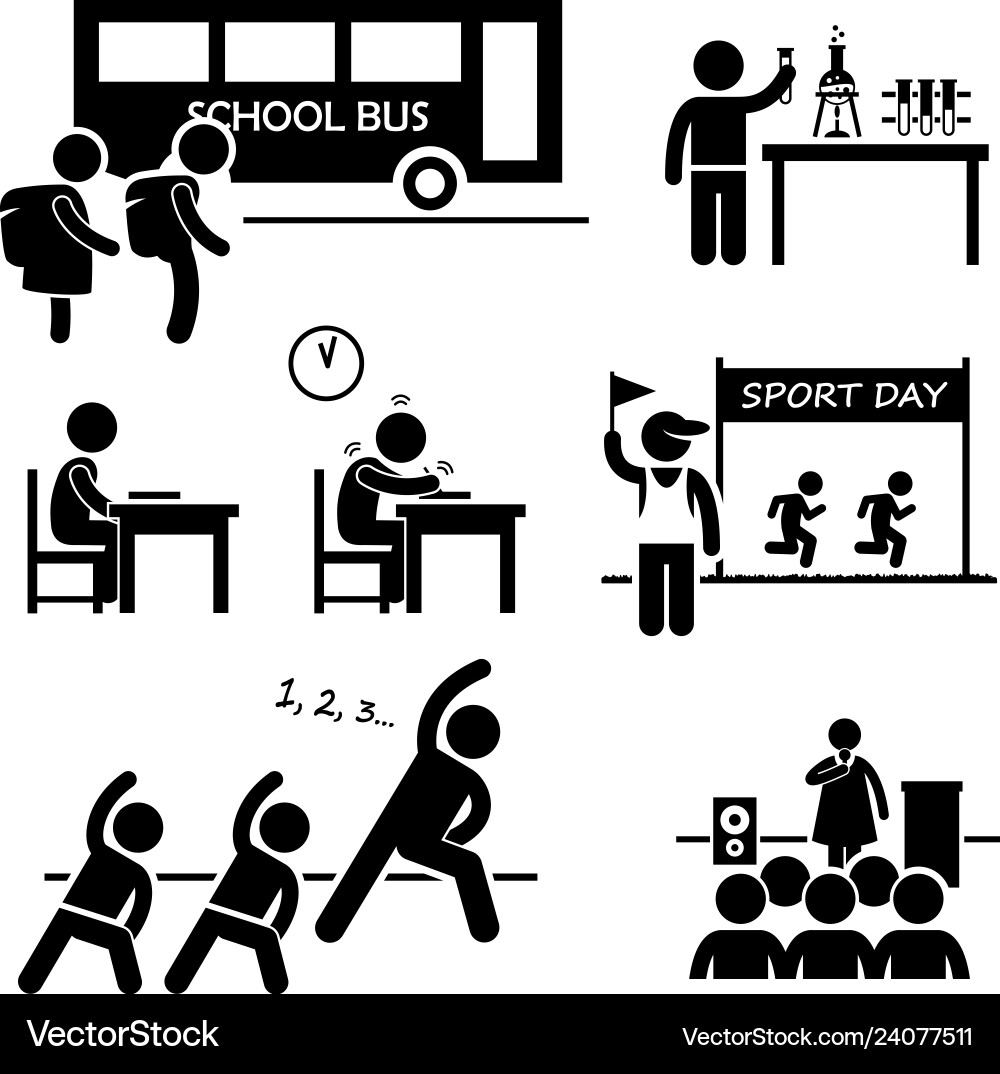 School activity event for student stick figure Vector Image