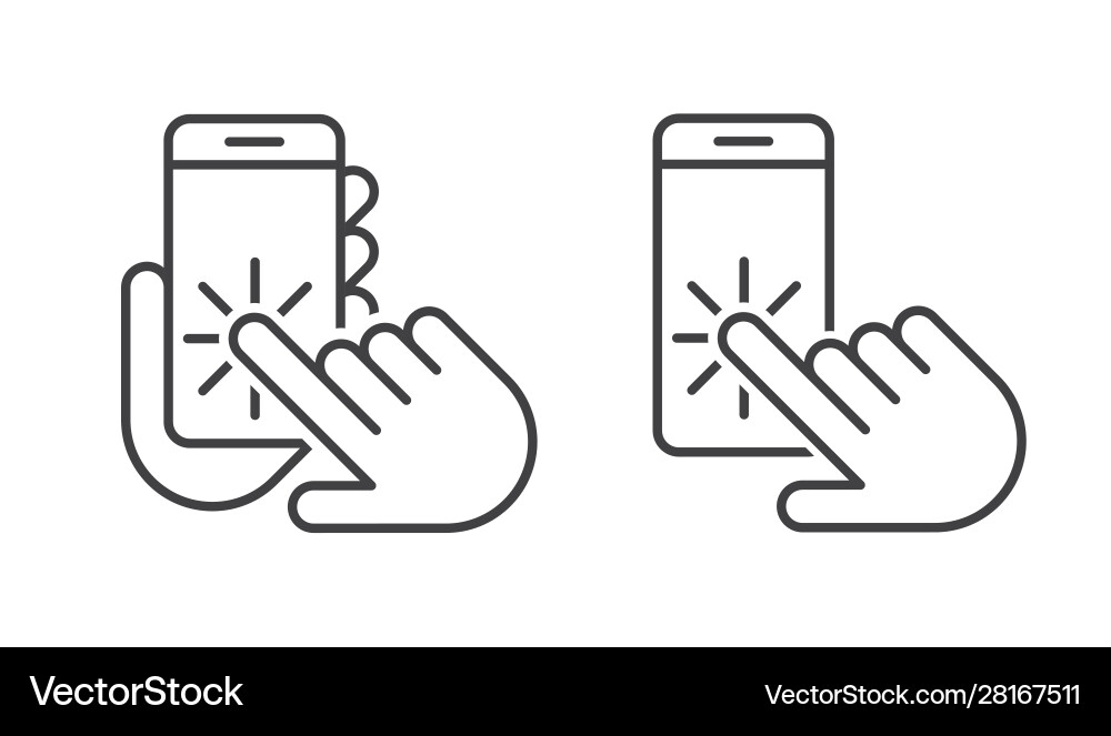 Smartphone hand icons set Royalty Free Vector Image