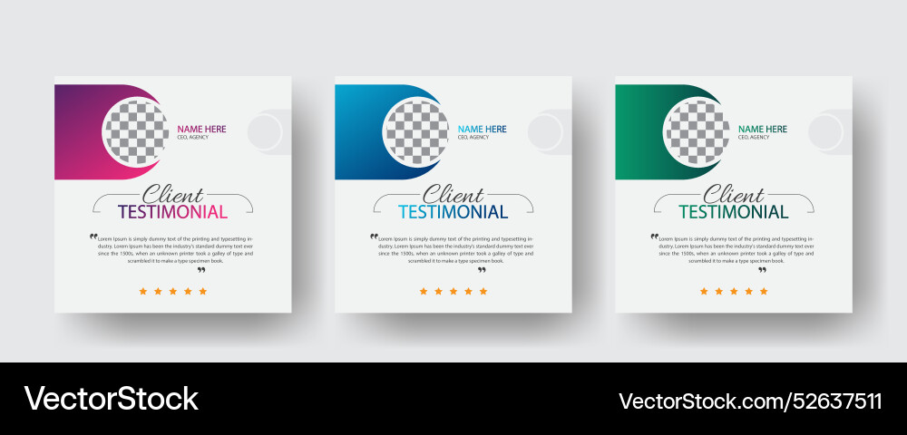 Social media post design for client testimonials Vector Image