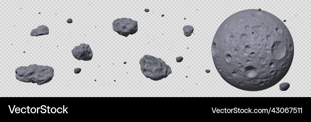 Stone asteroid belt meteor or flying space rock Vector Image