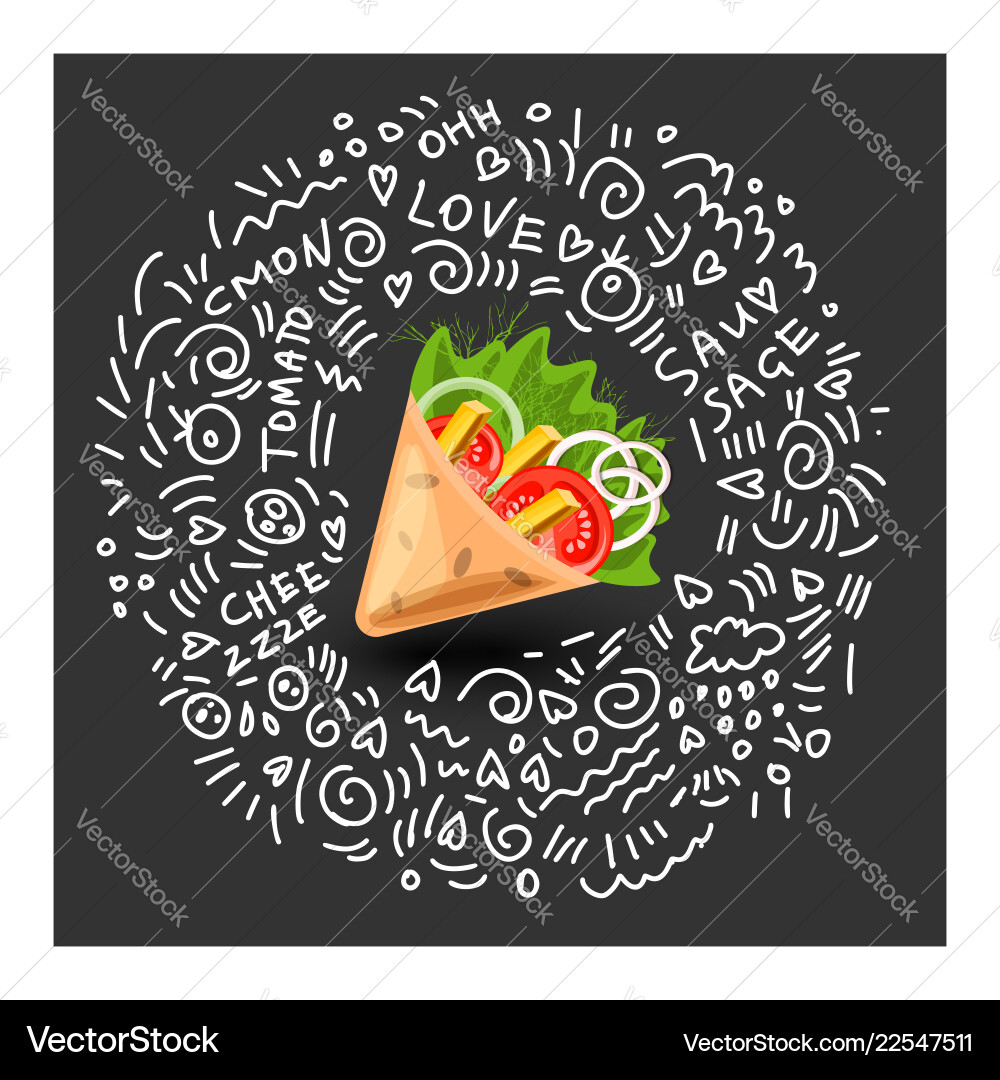 Tortilla wrap cartoon mexican Royalty Free Vector Image