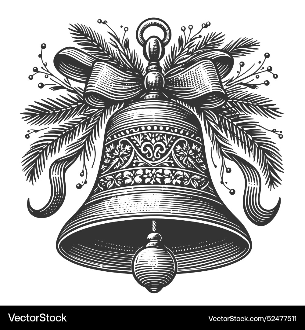 Vintage Christmas Bell Ornament Royalty Free Vector Image