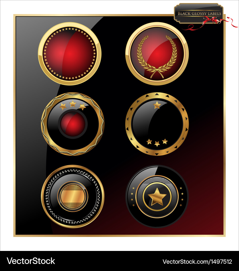 Black glossy labels Royalty Free Vector Image - VectorStock
