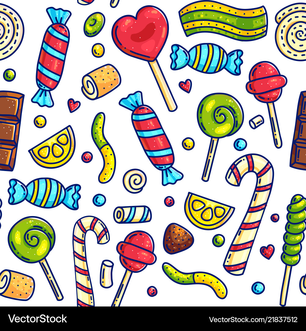 Colorful candies seamless pattern Royalty Free Vector Image