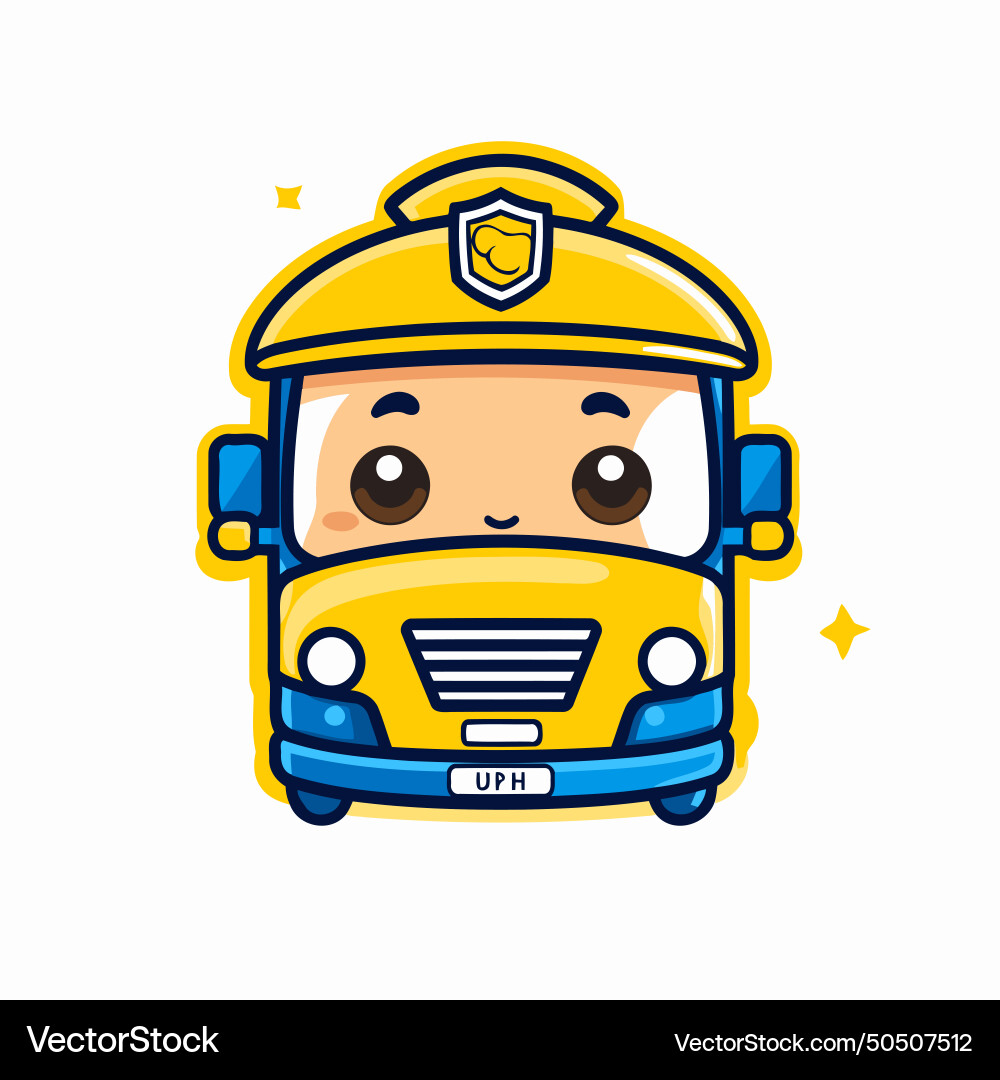 Cute cartoon school bus driver with smiling face Vector Image