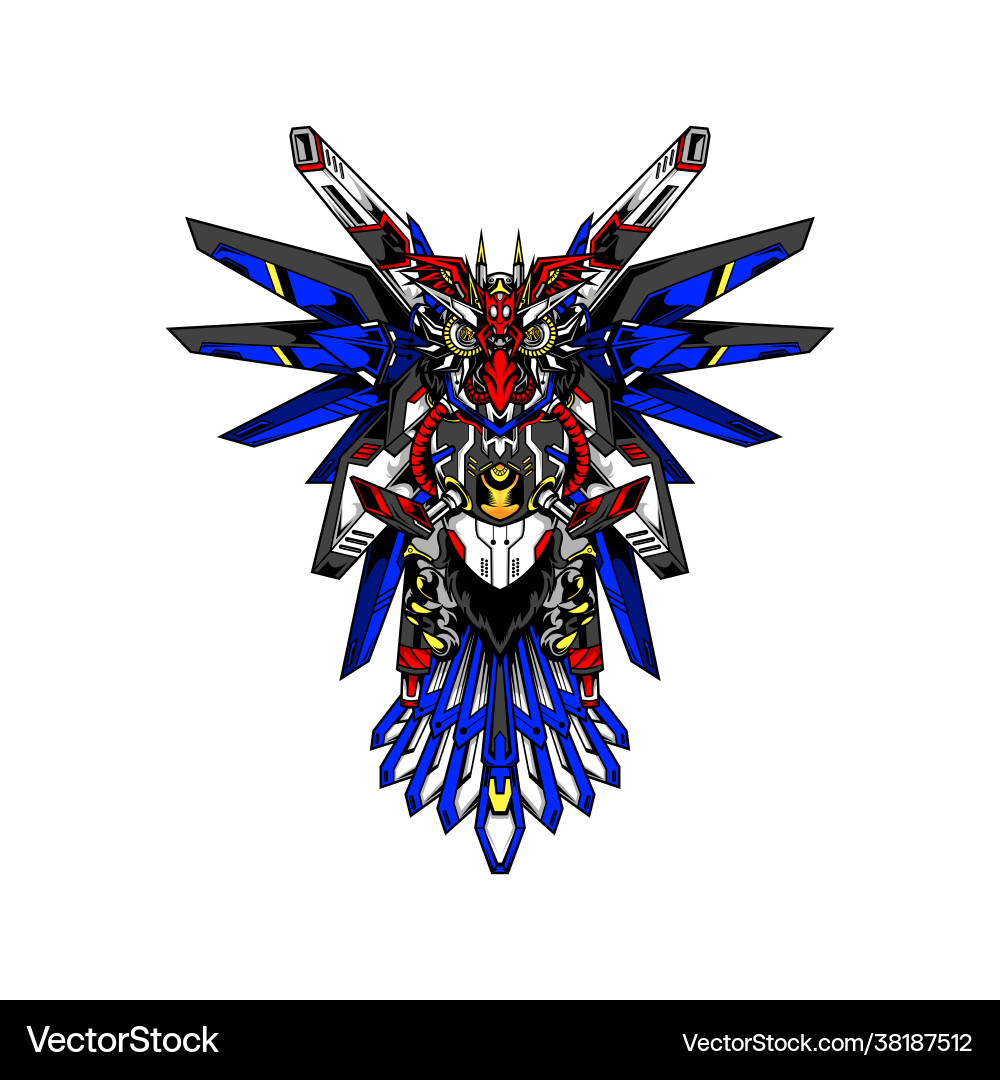 Mecha owl mascot logo for gaming streamer Vector Image