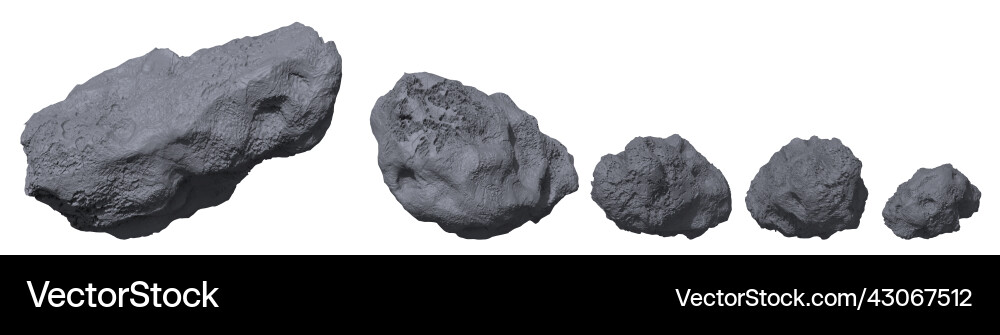 Realistic Space Rocks and Asteroids Royalty Free Vector