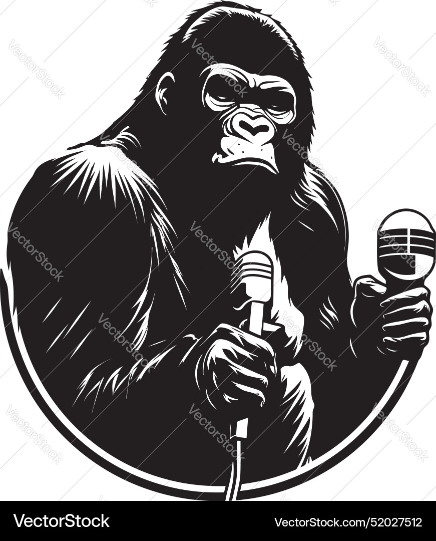 Rhythm roar black logo beat blast gorilla mic icon