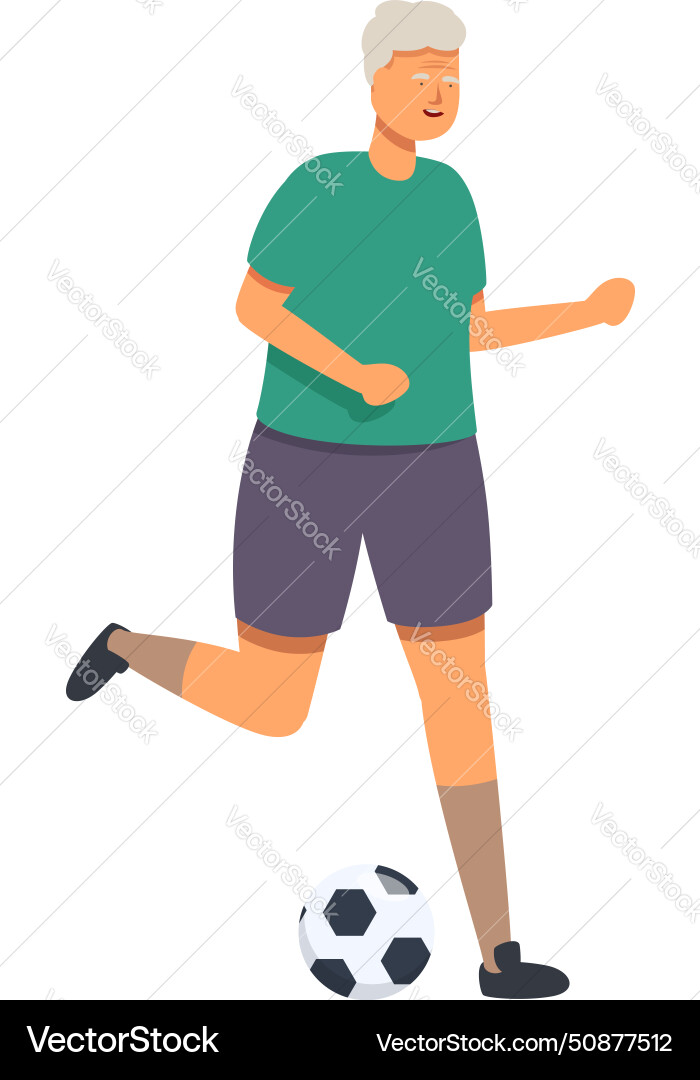 Run soccer ball icon cartoon training old Vector Image