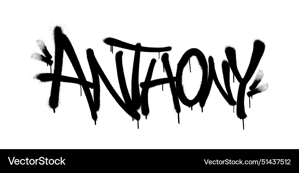 Sprayed anthony name with overspray in black over Vector Image