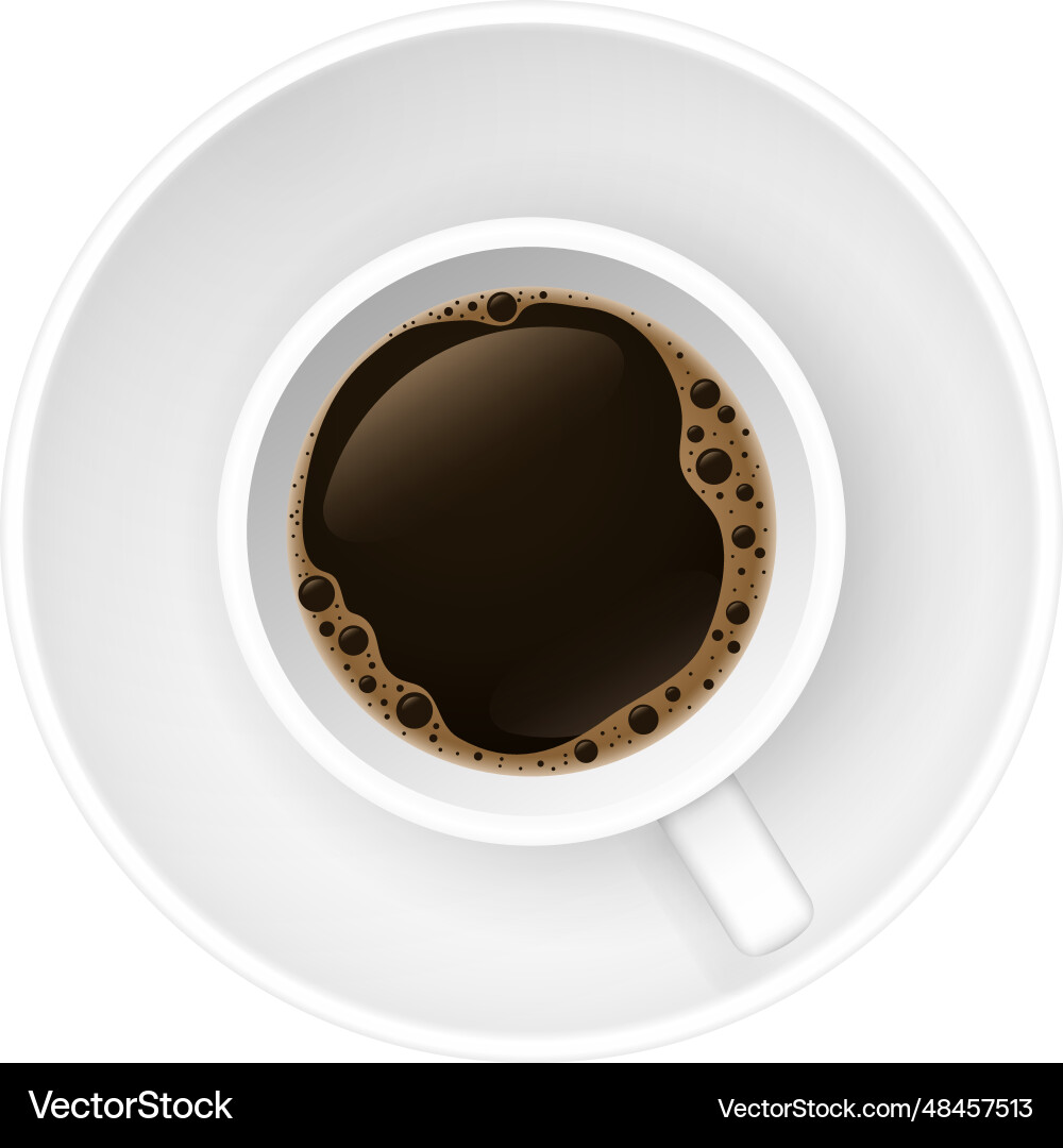 Coffee cup top view realistic porcelain mug Vector Image