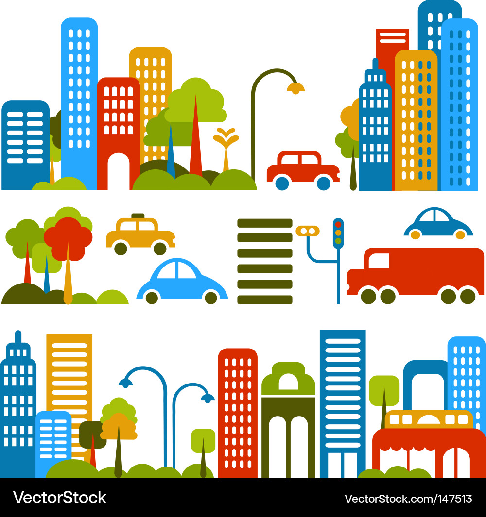 Cute city design elements Royalty Free Vector Image