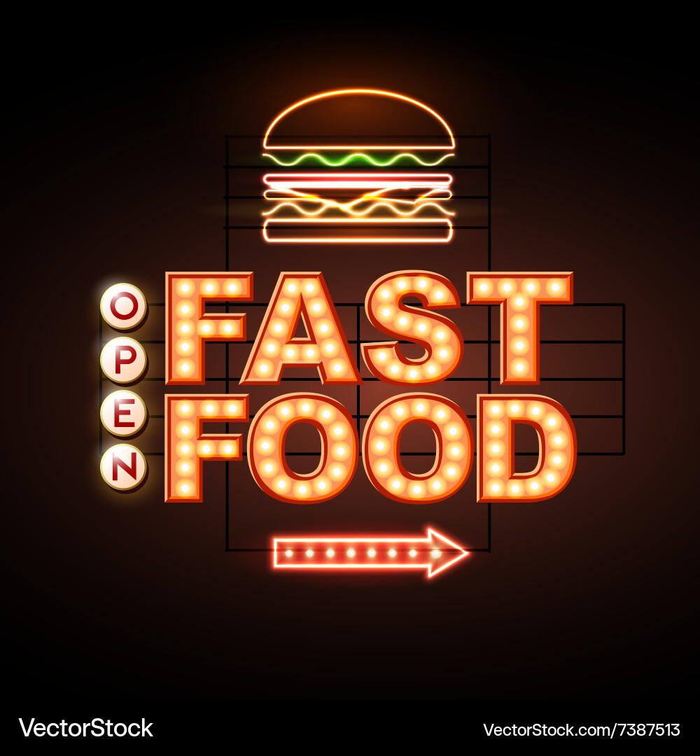 Fast food neon sign Royalty Free Vector Image - VectorStock