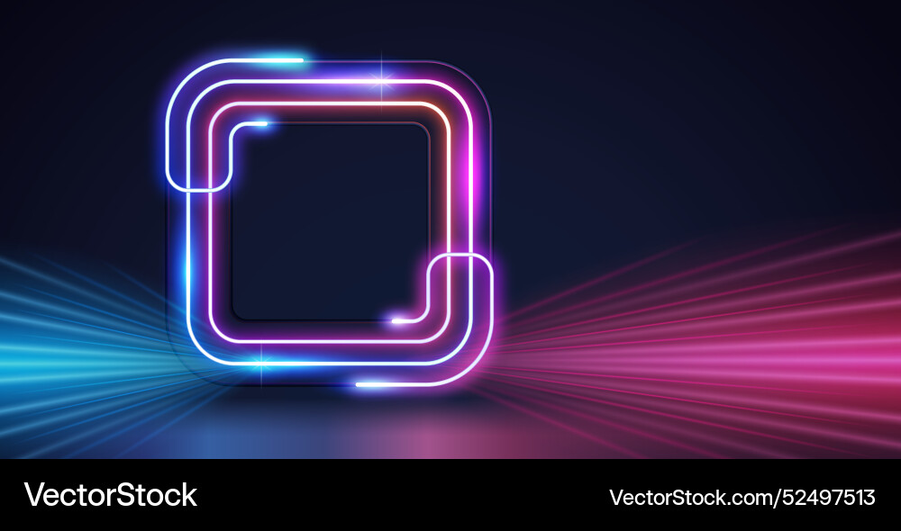 Glowing neon colorful square frame Royalty Free Vector Image