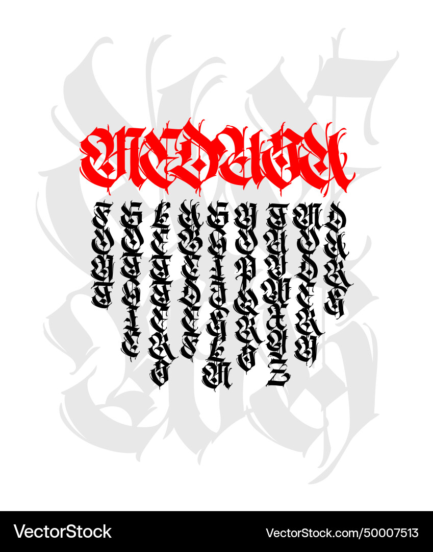 Gothic font from latin letters english alphabet Vector Image