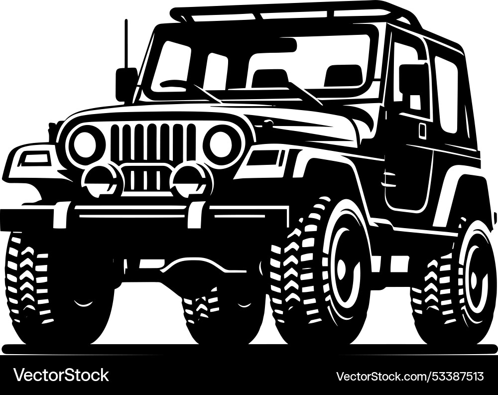 Off-road jeep adventure car silhouette isolated Vector Image