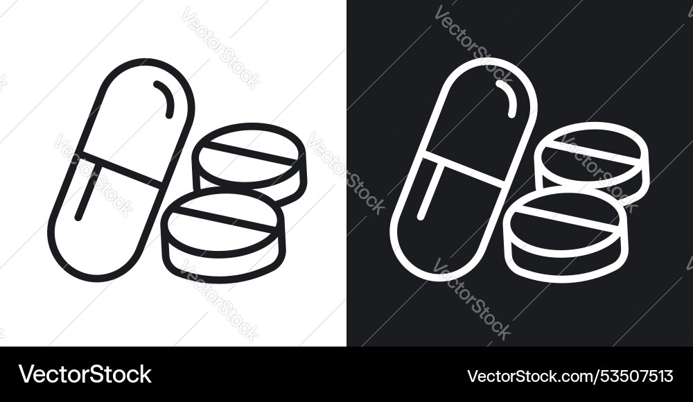 Painkiller pillsline in thin line black color Vector Image
