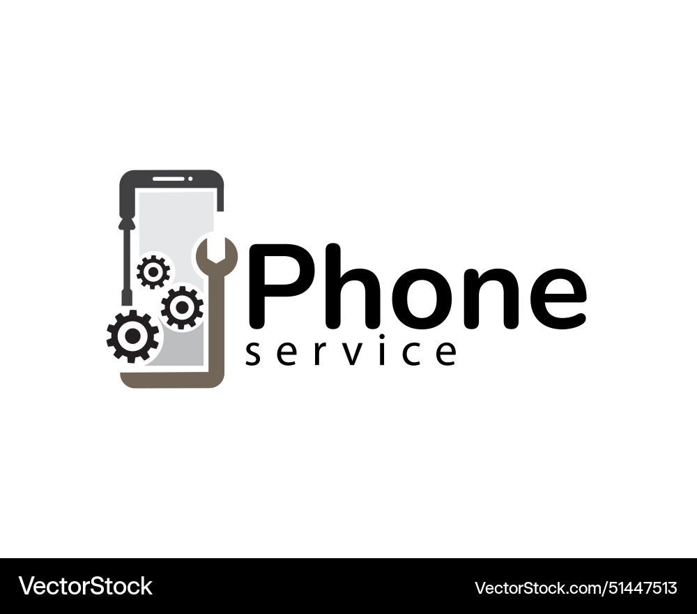 Phone and gears logo for service Royalty Free Vector Image