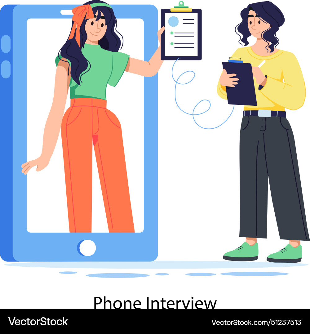 Phone interview Royalty Free Vector Image - VectorStock