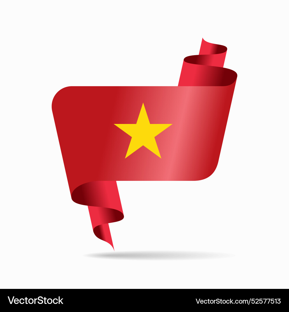 Vietnamese flag wavy ribbon background Royalty Free Vector
