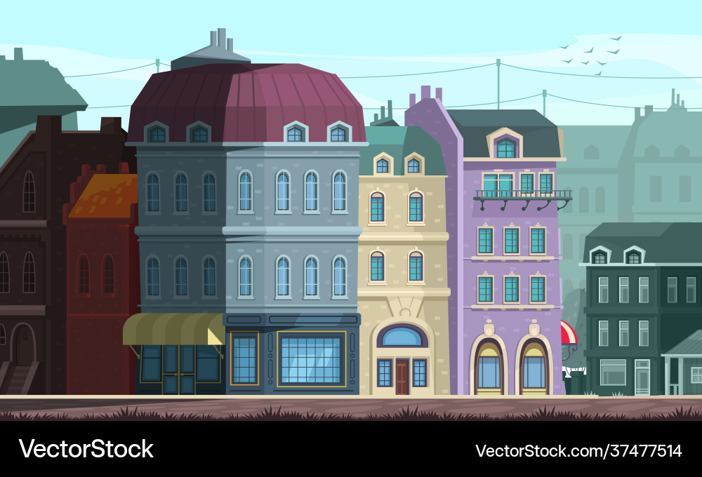 Architectural housing evolution street corner Vector Image