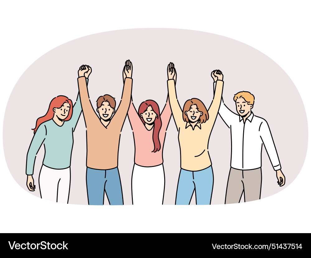 Friendly team holding hands and smiling Royalty Free Vector