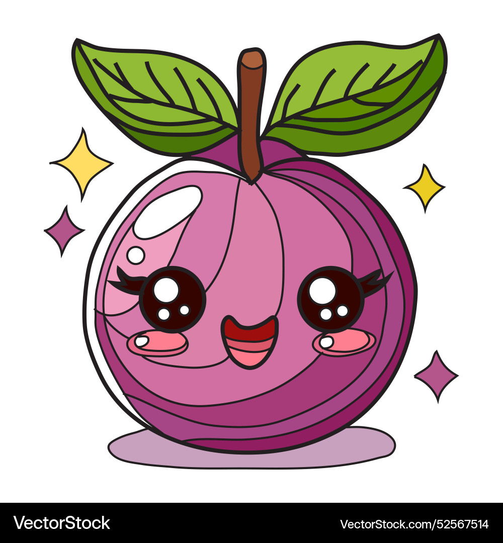 Hand drawn kawaii fruit Royalty Free Vector Image