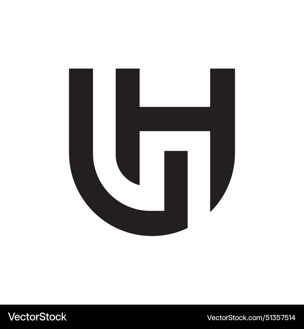 Letter uh or hu creative shape modern typography Vector Image