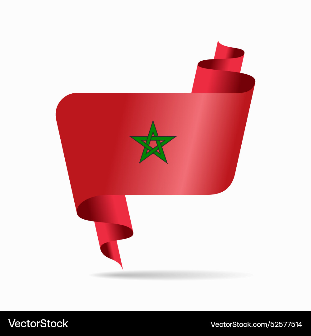Moroccan flag wavy ribbon background Royalty Free Vector