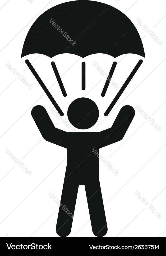 Parachute man icon simple style Royalty Free Vector Image