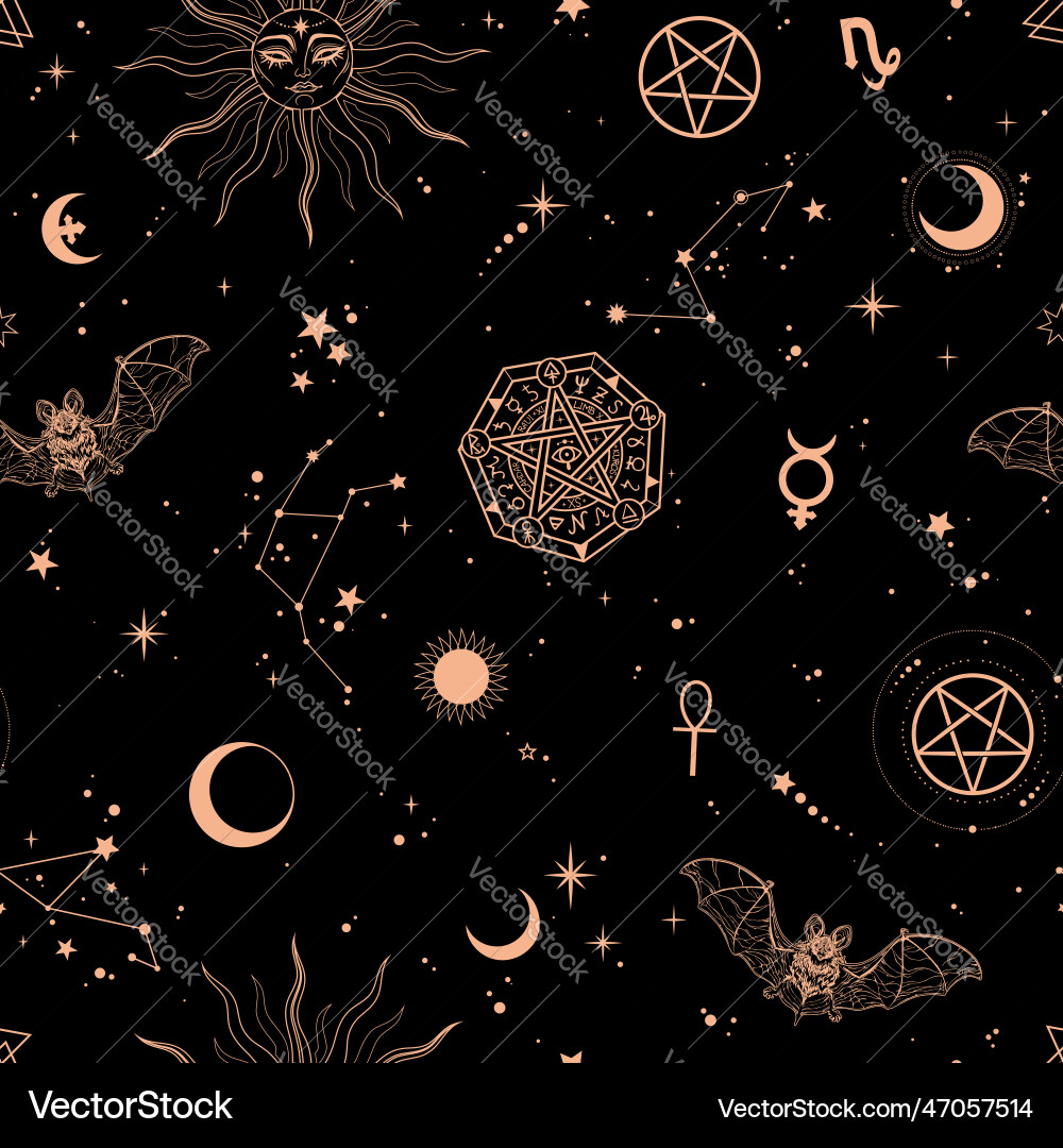 Seamless esoteric pattern with different Vector Image