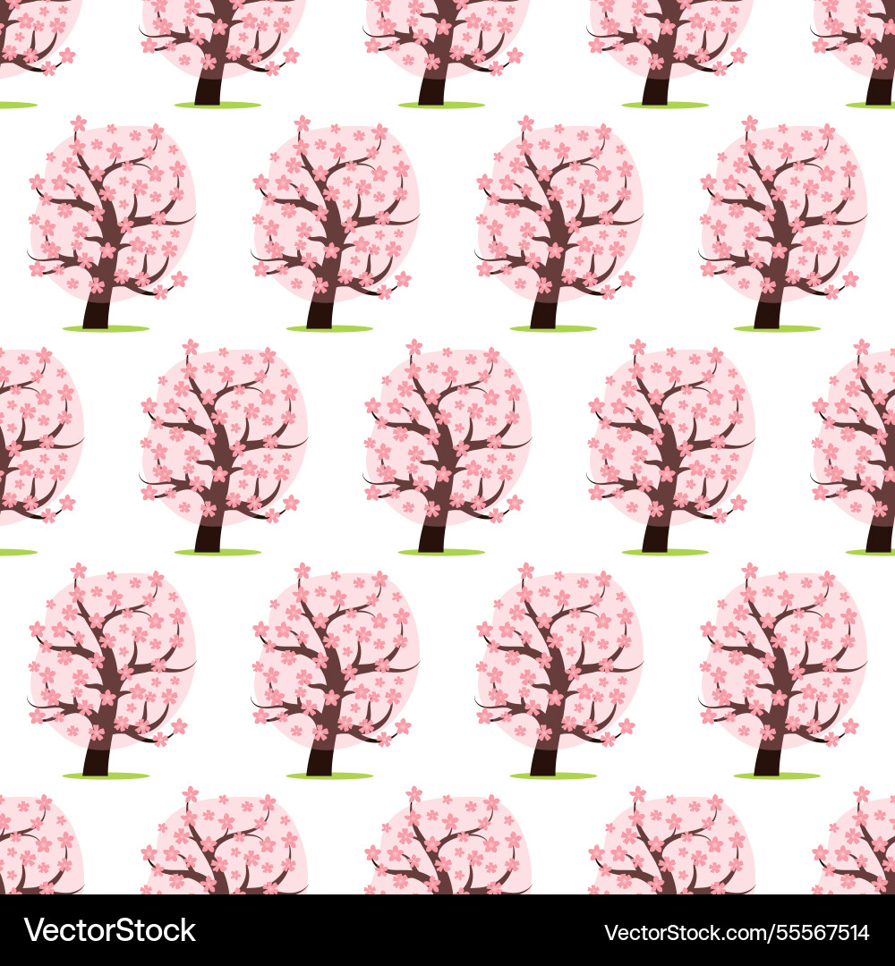Seamless pattern spring blossom cherry tree Vector Image