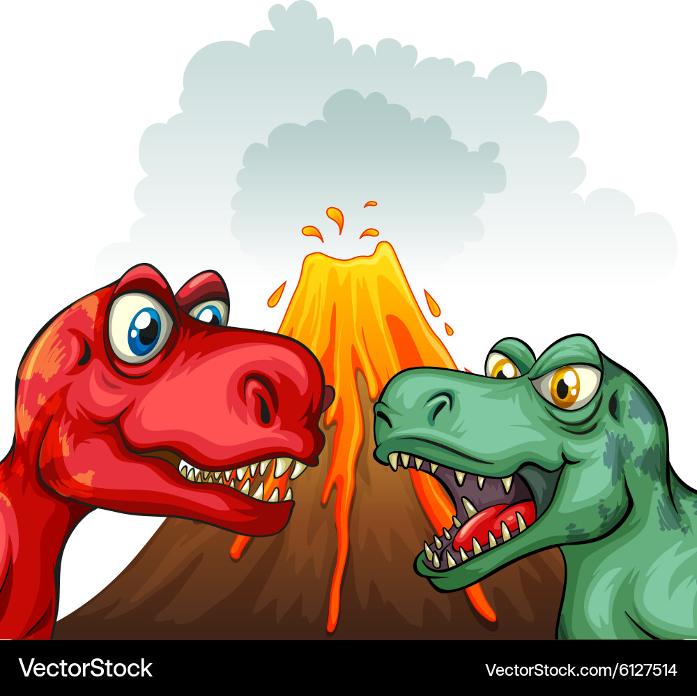 Two t-rex fighting each other Royalty Free Vector Image