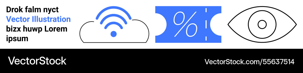Wireless cloud discount tag and eye icon Vector Image
