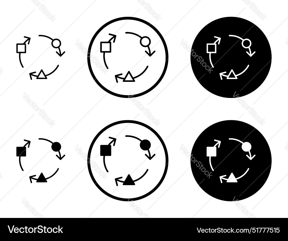 Adaptation icon set black filled and outlined Vector Image