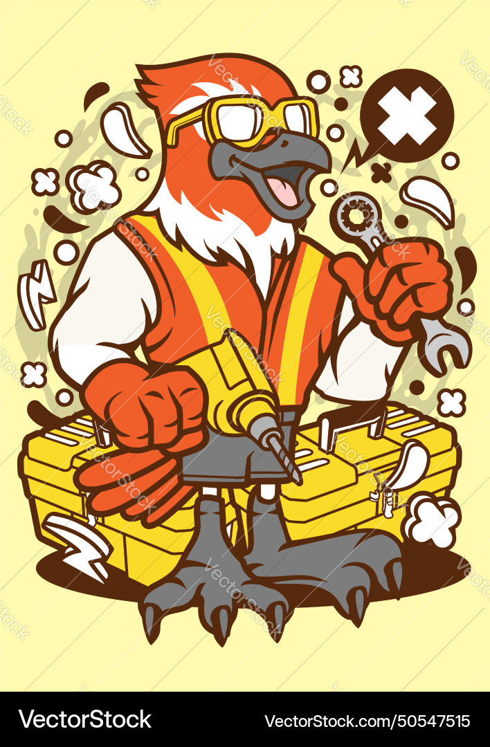 Bird mechanic worker Royalty Free Vector Image