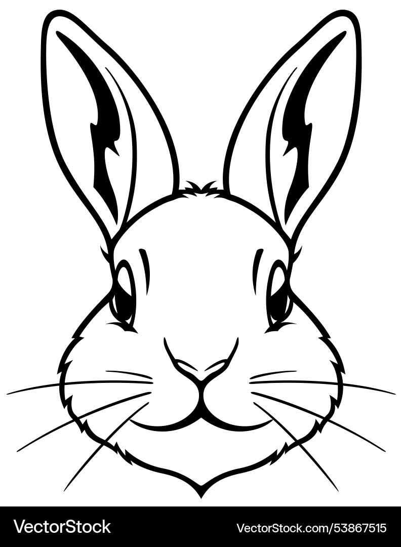Black drawing of rabbit head Royalty Free Vector Image