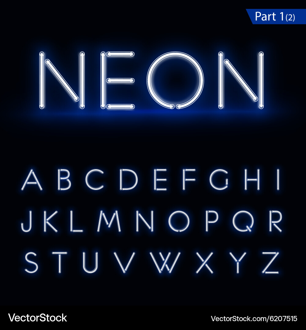 Blue glowing font from a neon tube Royalty Free Vector Image