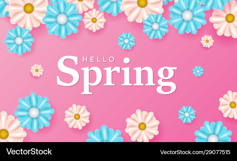 Hello spring greeting card Royalty Free Vector Image