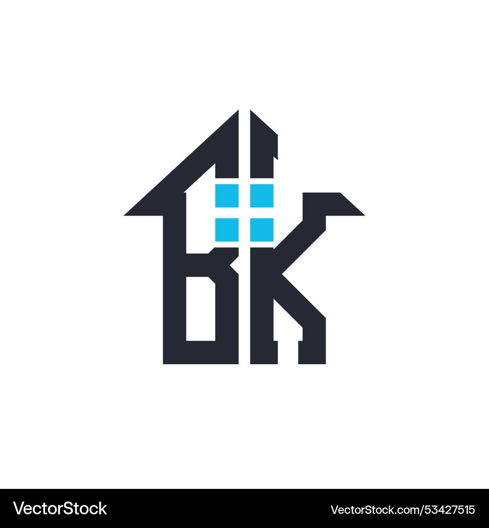 Initials bk house logo design creative letter Vector Image