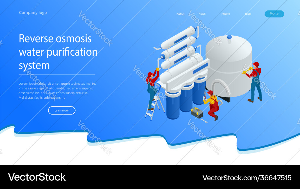 Isometric installing or repairing system water Vector Image