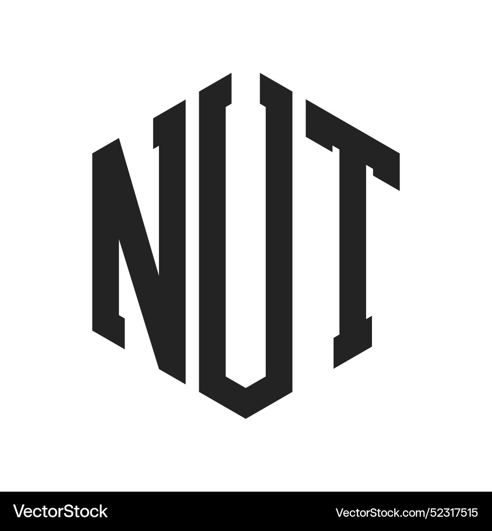 Nut logo design initial letter monogram Royalty Free Vector